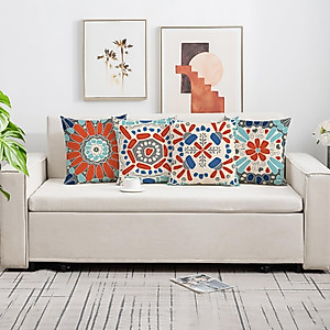Mimkus Outdoor Waterproof Pillow Covers 18x18 Set of 4 Decorative Throw Pillow Covers Boho Geometric Cushion Covers for Couch Garden Patio Home Decor
