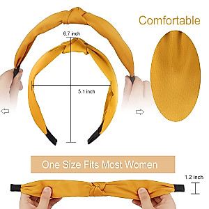 TOBATOBA Knotted Satin Headbands Pack - Cute Top Knot No Slip Headbands for Women, Girls Hair Accessories