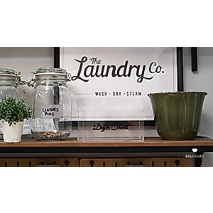 BALUXURY Acrylic Laundry Dryer Sheet Holder, Clear Dryer Sheets Container with Lid for Laundry Room Decor