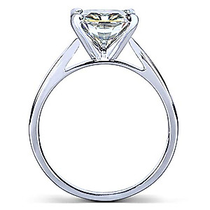 Kobelli Princess Moissanite Solitaire Peg Head Cathedral Engagement Ring 1 1/2 Carat 14k White Gold, 6.5