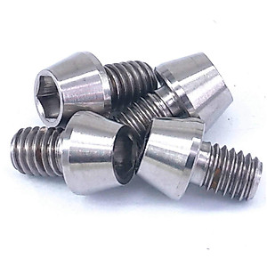 Sorekarain 4 PCS M6x8mm Pitch 1.0mm Ti GR5 Titanium Taper Cone Allen Head Bolt for Bicycle V Brake