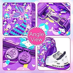 Gym Bag for Girls, Kids Duffle Bag for Travel, Girl Dance Duffel Bags with Shoe Compartment Weekender Overnight Bag, Mermaid