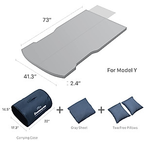 Zenosyne Car Mattress for Tesla Model Y, Car Bed Mattress, Car Camping Mattress, Car Sleeping Pad for Tesla Model Y, CertiPUR Memory Foam with Free Sheet and Pillows