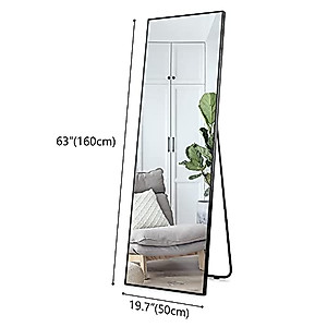 LVSOMT Full Length Floor Mirror, Free Standing Body Mirror, Wall Mounted Hanging Mirror, Large Dressing Mirror, Leaning Against Wall Mirror, Big Mirror for Bedroom Living Room Locker Room, 63"x20"