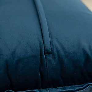 Yangest Blue Decorative Velvet Throw Pillow Cover with Cloth Texture Patchwork Cushion Case Modern 18x18 Inch Pillowcase for Sofa Couch Bedroom Living Room Home Decor