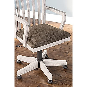 Signature Design by Ashley Havalance Casual Home Office Adjustable Desk Chair with Swivel, Whitewash & Brown