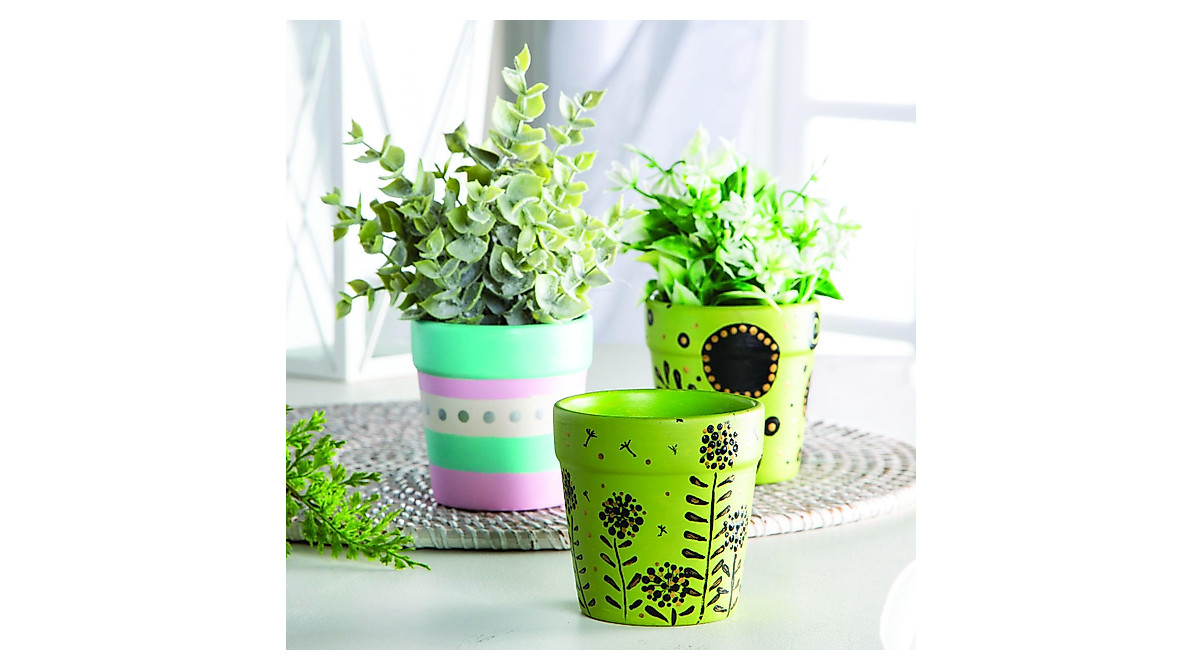 Fun Express Mini Ceramic Flower Pots - 12 Pack for Kids