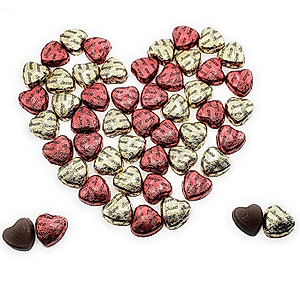 Valentine's Day Chocolate Candy Gift Basket, Reese's Peanut Butter Hearts in Gold and Red, in a 6 Sectional Gift Tray, Peanut Butter Hearts with Red and Gold Foils, Heart Adorned 6 Sectional Tray for Wife, Husband, Couples, Friends, Men and Women