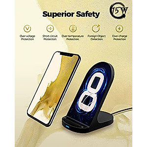 YW YUWISS 15W Fast Wireless Charger Wireless Phone Charger Stand Compatible with Apple iPhone 14 13 12/12 Pro Max/ 11Pro/11Pro Max, Samsung Galaxy S22 S21 S20