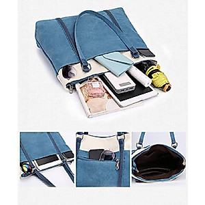 Womens Tote Bag Hobo Handbags Casual Satchel Canvas Shoulder Bag Shopper Travel Purses Blue