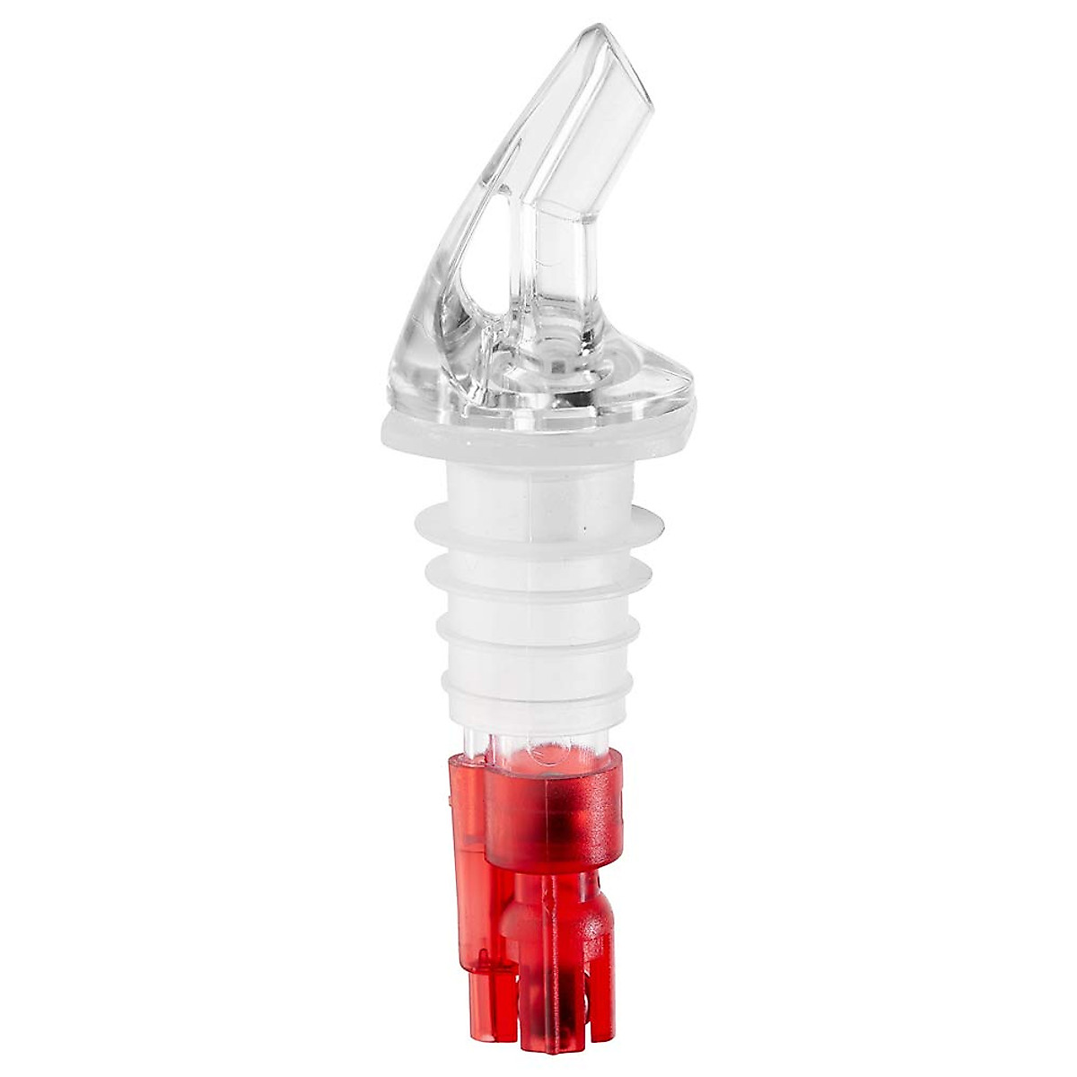 (Pack of 3) Measured Liquor Pourers, 1.oz, No Collar Clear Spout Bottle Pourer with Red Tail