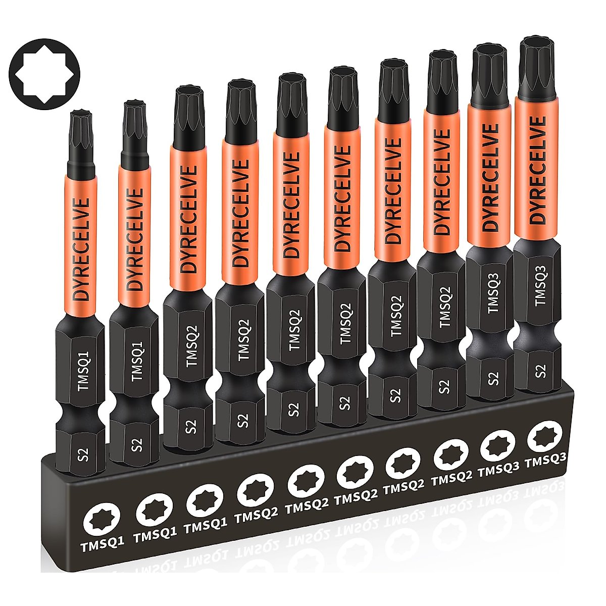 10-Pack 8 Point Star Bit - Professional 8 Point Torx Bit (Magnetic Heads & Hex Shank) - Double Square Bit Set Made of Premium S2 Alloy Steel - 8 Point Star Bit for Trailer - Sizes #1, #2 and #3