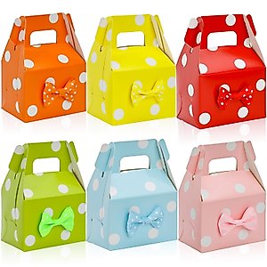 HONEYGIFTS 30PCS Polka Dot Favor Boxes, Gable Treat Boxes Small Candy Boxes Colorful Polka Dot Boxes Party Supplies for Kids Snacks Candy Birthday Party Wedding