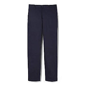 French Toast Big Boys' Flat Front Double Knee Pant with Adjacent Waist, Navy, 8