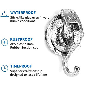 WODMB 1Pc Reusable Heavy-Duty Easy to Install Without Punching Suction Cup Hooks Chrome-Plated Organization Bathroom Shower