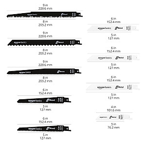 Amazon Basics Chromium Vanadium Steel Reciprocating Saw Blade Set with Organizer Pouch, Compatible For Plastic, 32-Pieces, White Black