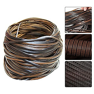 UXELY Wicker Repair Material Kit, Plastic Woven Rattan Repair Material for Outdoor Garden Patio Furniture, Gradient Flat Synthetic Rattan Plastic Rattan Wicker Repair Kit(Coffee)