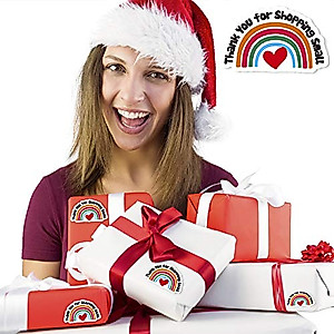 Muminglong 1.5 Inch Thank You for Shopping Small Rainbow Stickers, Small Shop Sticker, Thank You Sticker,Small Business, Packaging Sticker, 500 PCS