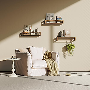 TidyCorner Upgraded Thick Floating Shelves - Multi-Use Wall-Mounted Bookshelves for Kids and Nursery, Ideal for Books, Toys, Spice Rack, Decor - Walnut Brown