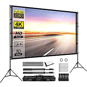 Projector Screen with Stand 150inch Portable Projection Screen 16:9 4K HD Rear Front Projections Movies Screen for Indoor Outdoor Home Theater Backyard Cinema Trave (150 inch)