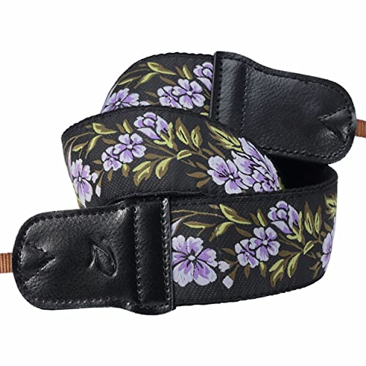 Purple Flower Camera Strap - 2"Wide with Double Layer Cowhide Head,Pure Cotton Embroidery Camera Shoulder Straps,Adjustable Camera Neck Strap for All DSLR / SLR Cameras, Best Gifts for Photographers