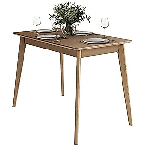 DAIVA CASA Pegasus Rectangular Dining Table - Birch Solid Wood Kitchen & Dining Room Furniture - Mid Century Modern Scandinavian Style – Brown Kitchen Table for Small Space – 40х24 inch