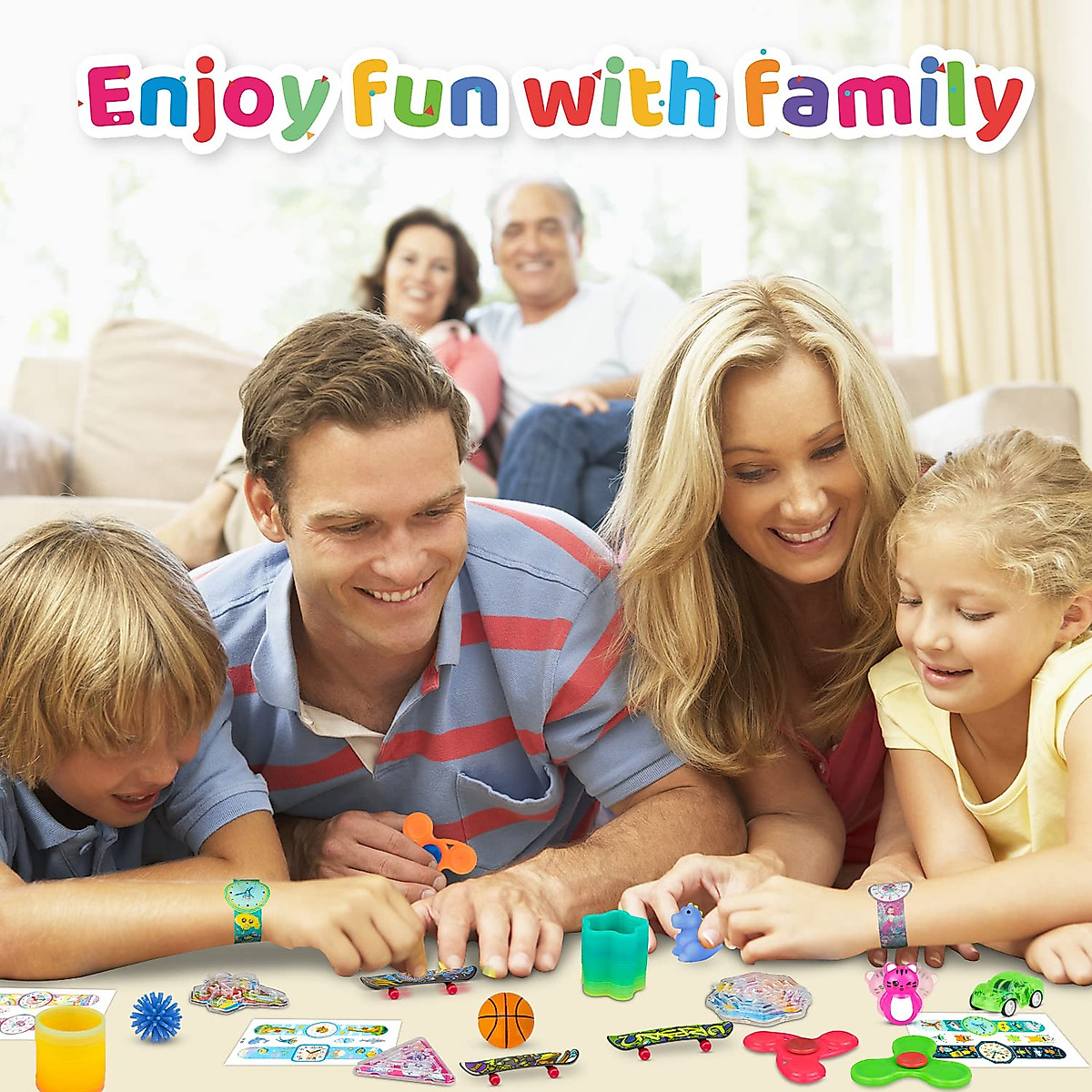 Party Favors Goodie Bags for kids, Toy Assortment Carnival Prizes Classroom Rewards, Pinata Filler for Holiday Birthday Party, Squishy Toys, Fidget Spinners, Pop Tube, Wacky Track