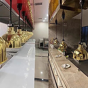 KOUWO 110V Food Heat Lamp Commercial Food Warmer Light Hanging Food Heating Lamps for Buffet,Kitchen,Restaurant,Catering (Gold)