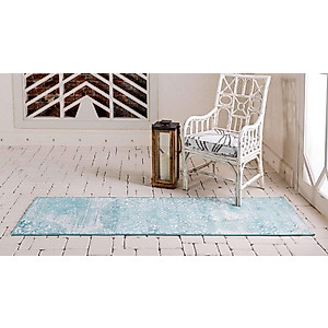 Unique Loom Sofia Collection Area Rug - Grand (2' x 6' 7" Runner, Turquoise/ Ivory)