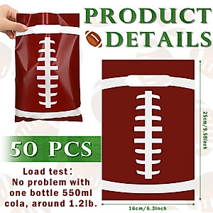 Sinmoe 50 Pcs 6.4 x 10 Inch Football Goodie Bags Football Treat Candy Bags Plastic Party Favor Bags Football Bag Football Theme Gift Bag Football Party Supplies for Birthday Party Decorations