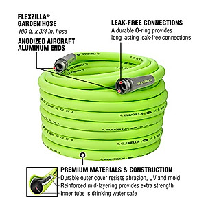 Flexzilla Garden Hose 3/4 in. x 100 ft., Heavy Duty, Lightweight, Drinking Water Safe, ZillaGreen - HFZG6100YW-E
