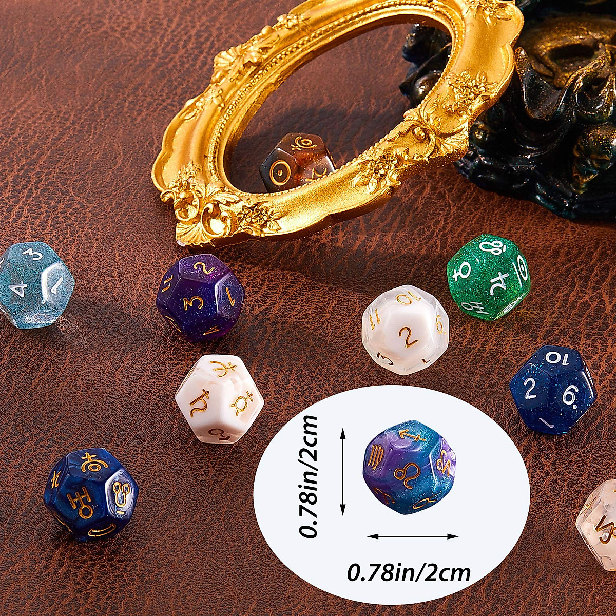 5 Sets Astrological Dice Constellation Dice 12-Sided Astrology Dice Astrology Tarot Constellation Divination Dice for Constellation Divination Tarot Cards Accessory Acrylic Pearl Astrological Dice