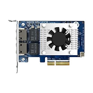 QNAP QXG-10G2TB Two Port 10GbE Network Card Supporting up to Five speeds (10GbE / 5GbE / 2.5GbE / 1GbE / 100MbE), and maximizes Your NAS and PC Network connectivity