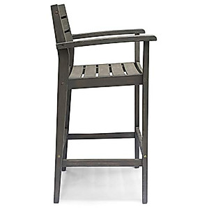 Christopher Knight Home Lera Outdoor Rustic Acacia Wood Barstool (Set of 2), Gray Finish