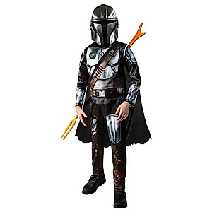 Star Wars The Mandalorian Kids Halloween Costume MEDIUM (8/10) Jumpsuit/Cape/Mask/Holographic Detail