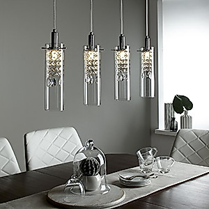 BAZZ - P14531CRLED1 P14531CRLED Glam 4-Branch LED Pendant Light, Dimmable, Adjustable, Bulbs Included, Energy Efficient, 71-in, Glass