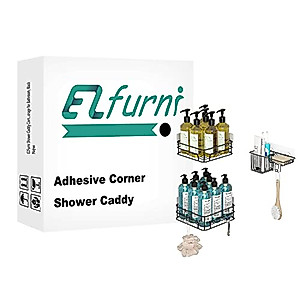 EZFurni Shower Caddy Corner, 3 Pack Shower Organizer Corner, Rustproof Shower Shelf for Inside Shower, Strong Adhesive Shower Racks with Razor Holders, Roomy Shower Storage for Bathroom, Black