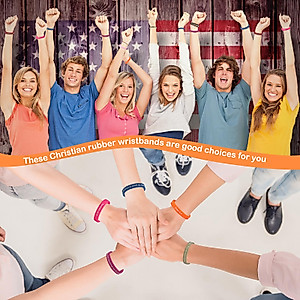 Estune 120 Pieces Bible Verses Bracelets Motivational Quote Rubber Wristbands Religious Silicone Bracelet Inspirational Silicone Wristbands Stretch Unisex for Men Women Party