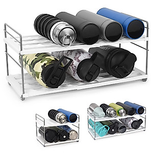 Aionvidas Expandable foil and plastic wrap organizer and Expandable Water Bottle Organizer, Water Bottle Storage Holder Rack, Height & Width Adjustable Cupboard Storage Rack