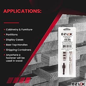 E-Z LOK 400-3-CR Threaded Inserts for Wood, Installation Kit, Stainless Steel, Includes 10-24 Knife Thread Inserts (6), Drill, Installation Tool