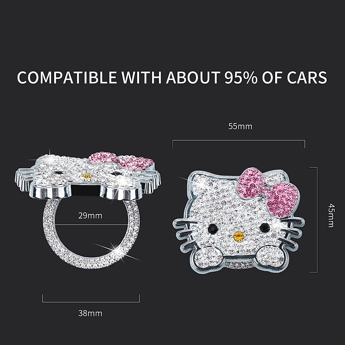 Bling Car Push to Start Button Cover Accessories, Cute Car Accessories for Women, Crystal Rhinestone Car Engine Start Stop Button Cover, Pink Car Decal for Women, Girly Car Decoration Interior Sticker