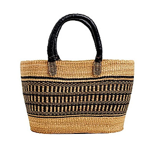 Vea Heavy Duty African Basket - Ghana Bolga - Shopping Natural Basket (Wave)