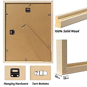 Kilarero 12x16 Picture Frame Set of 2, Made of Solid Wood Covered by Plexiglass Display 11x14 with Mat or 12x16 Without Mat for Wall or Tabletop, Photo Frame for Horizontal and Vertical Display(Natural,12x16)