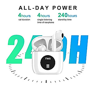 Hrbzo Wireless Earbuds Audifonos Bluetooth Inalambricos 240 Hours Playtime Earphones with Wireless Charging Case IPX6 Waterproof Noise Cancelling Earbuds Compatible with iPhone Samsung