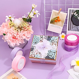 6 Rolls Organza Ribbon Sheer Chiffon Ribbon Bulk for Gift Wrapping Decorating Valentine‘s Day Wedding Birthday Bouquet Garland(25 Yard Each Roll,Purple)