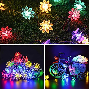 ITICdecor Solar Flower String Lights Outdoor Waterproof 50 LED Upgraded Flower Fairy Light for Garden Fence Patio Yard Christmas Tree Lawn Party (Multi-Colored)