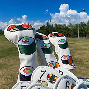 Japanese Sushi Golf Club Covers - Golf Accessory for Men, Women, Kids, Golfer - 3 Model Options Golf Driver Headcover/Golf Fairway Wood Head Cover/Hybrid Club Head Cover