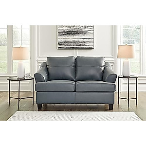 Signature Design by Ashley Genoa Contemporary Leather Match Loveseat, Blue
