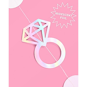 xo, Fetti Iridescent Engagement Ring Garland - 4 pcs, 12' | Bachelorette Decorations, Tying The Knot Bride Bach Decor, Engagement Party Photo Booth Backdrop, Proposal Supplies