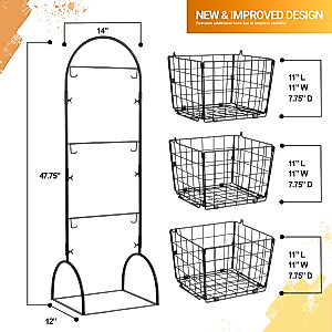Sorbus 3-Tier Wire Market Basket Storage Stand for Fruit, Vegetables, Toiletries, Household Items, Stylish Tiered Serving Stand Baskets for Kitchen, Bathroom Organization (3 Tier)
